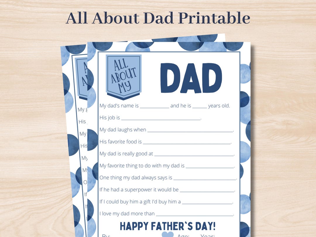 All About Dad Printable Questionnaire | Father's Day Keepsake (PDF) - Etsy