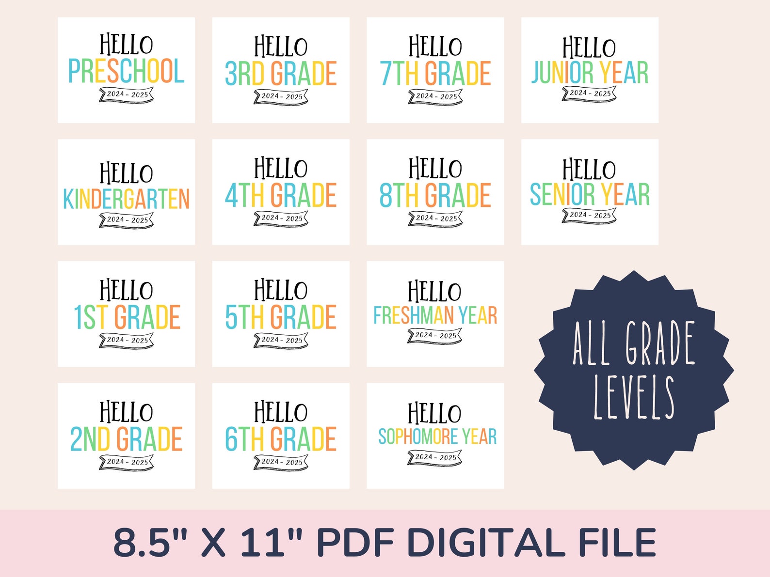 First Day of School Sign | PDF Instant Download | Simple Hello ...