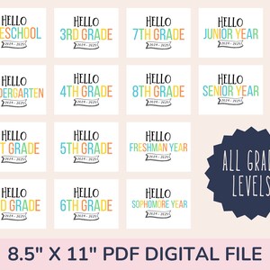 First Day of School Sign | PDF Instant Download | Simple Hello ...