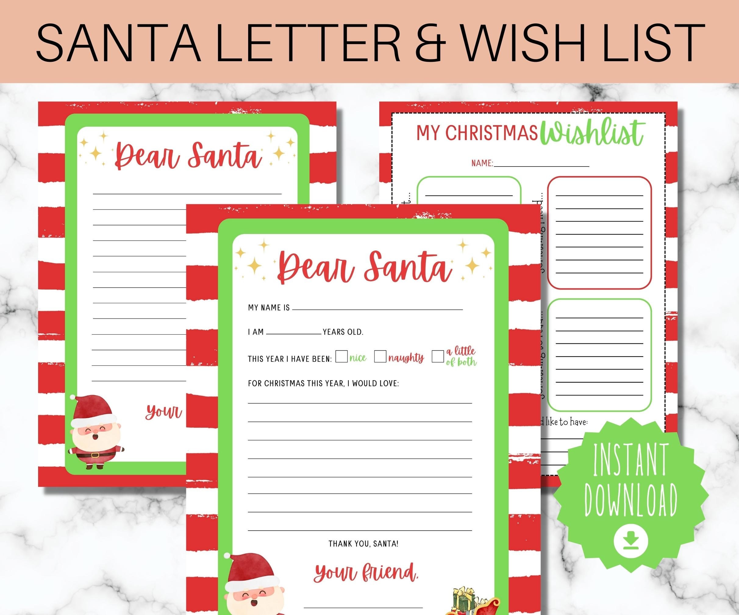 Letter to Santa Christmas Wish List Printable PDF Santa - Etsy