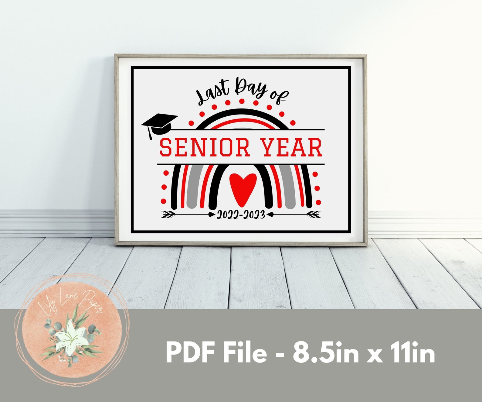 Printable Red and Black Rainbow First & Last Day of School - Etsy
