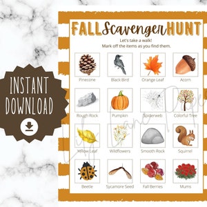 Fall Nature Scavenger Hunt for Kids, Printable Instant Download PDF ...