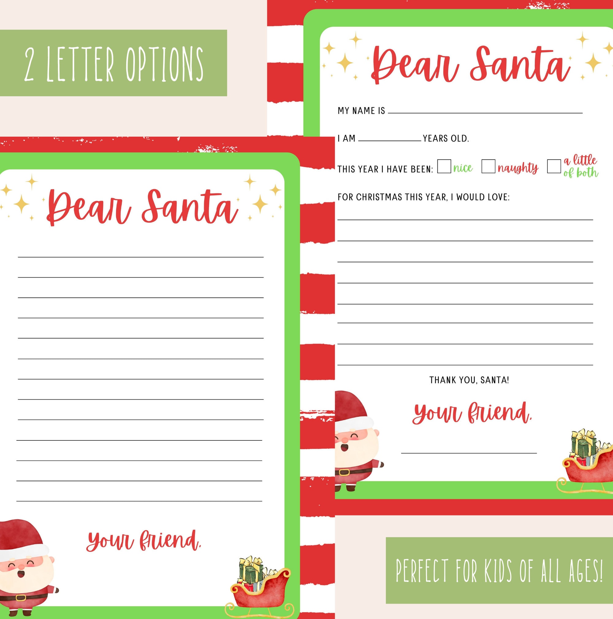 Letter to Santa, Christmas Wish List Printable PDF, Santa Letter ...