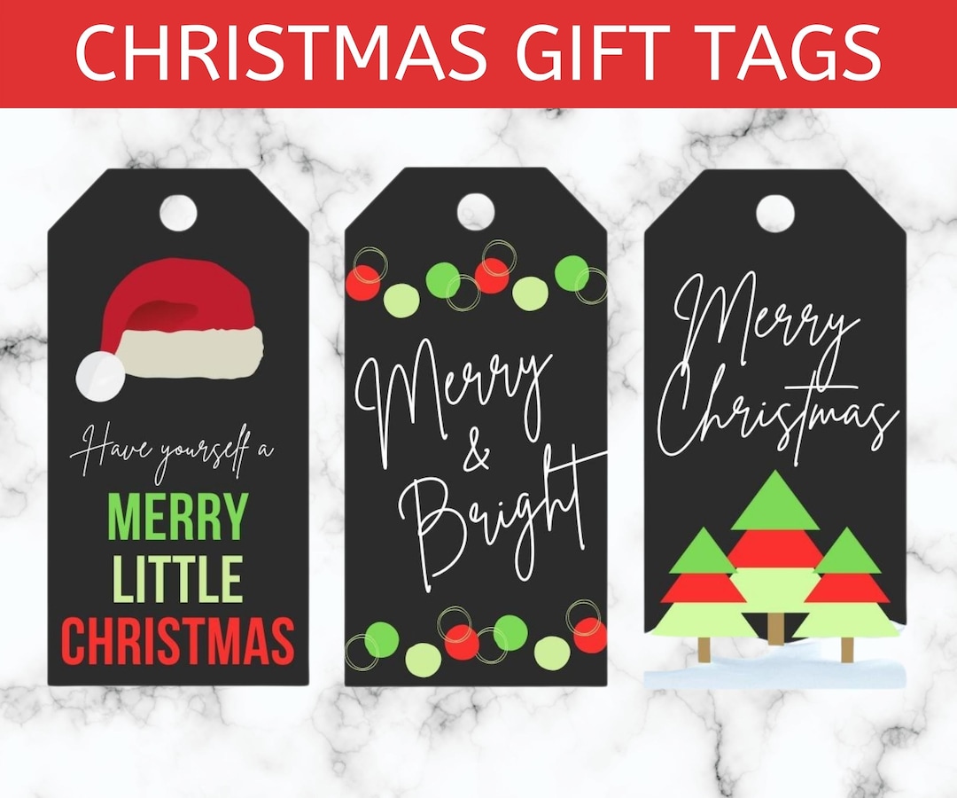 Printable Christmas Gift Tags, Chalkboard Merry Christmas Tags, Digital ...