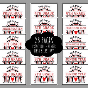 Printable Red and Black Rainbow First & Last Day of School - Etsy
