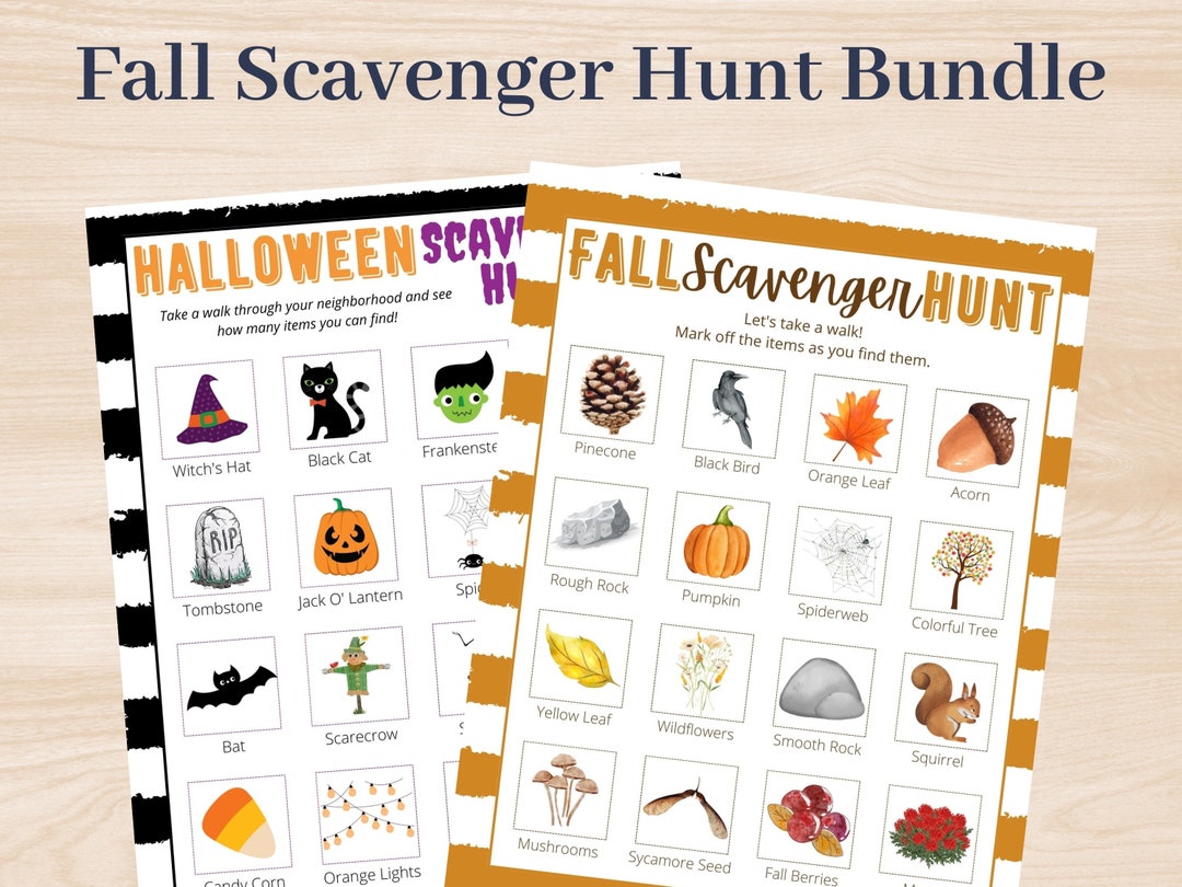 Fall & Halloween Scavenger Hunts | Kid's Activity (PDF Download) - Etsy