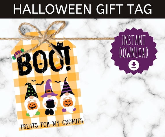 Halloween Gift Tags Printable Happy Halloween Gnome Tags - Etsy