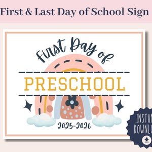 Boho Rainbow First & Last Day of School Sign | Printable PDF - Etsy