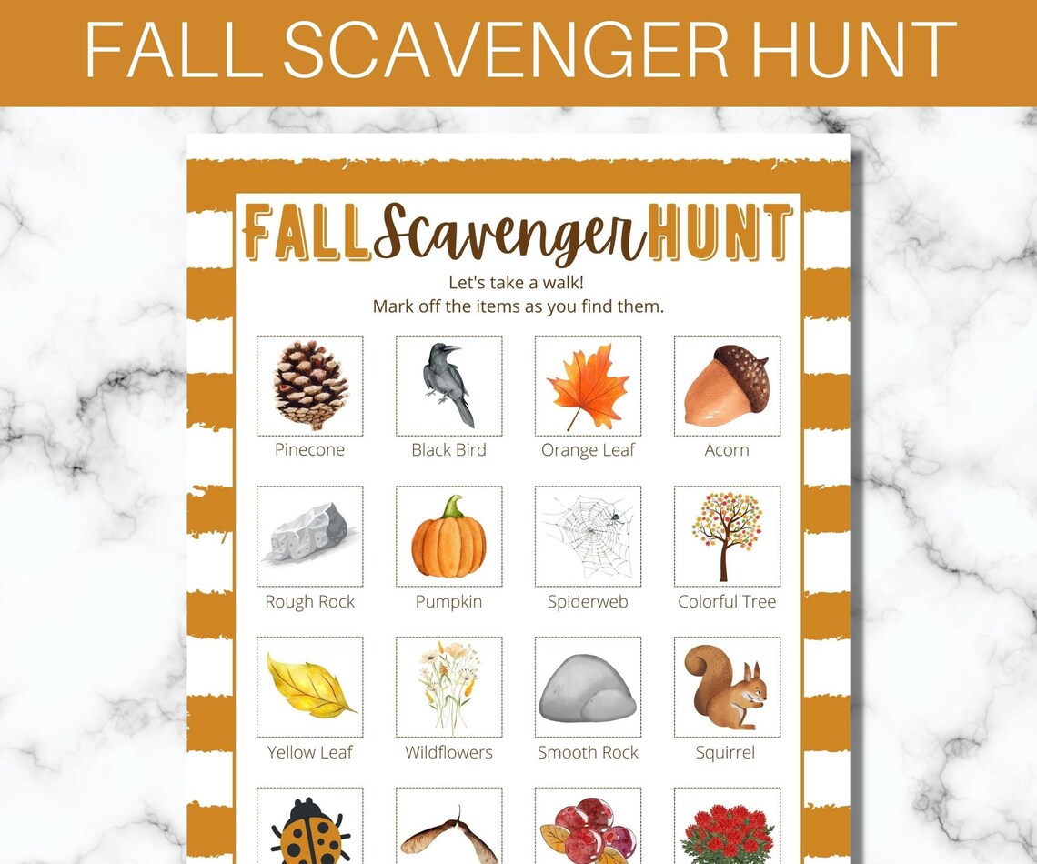 Fall Nature Scavenger Hunt for Kids, Printable Instant Download PDF ...