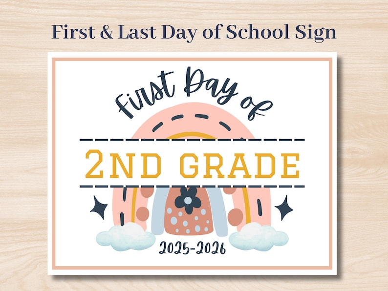 Boho Rainbow First & Last Day of School Sign | Printable PDF - Etsy