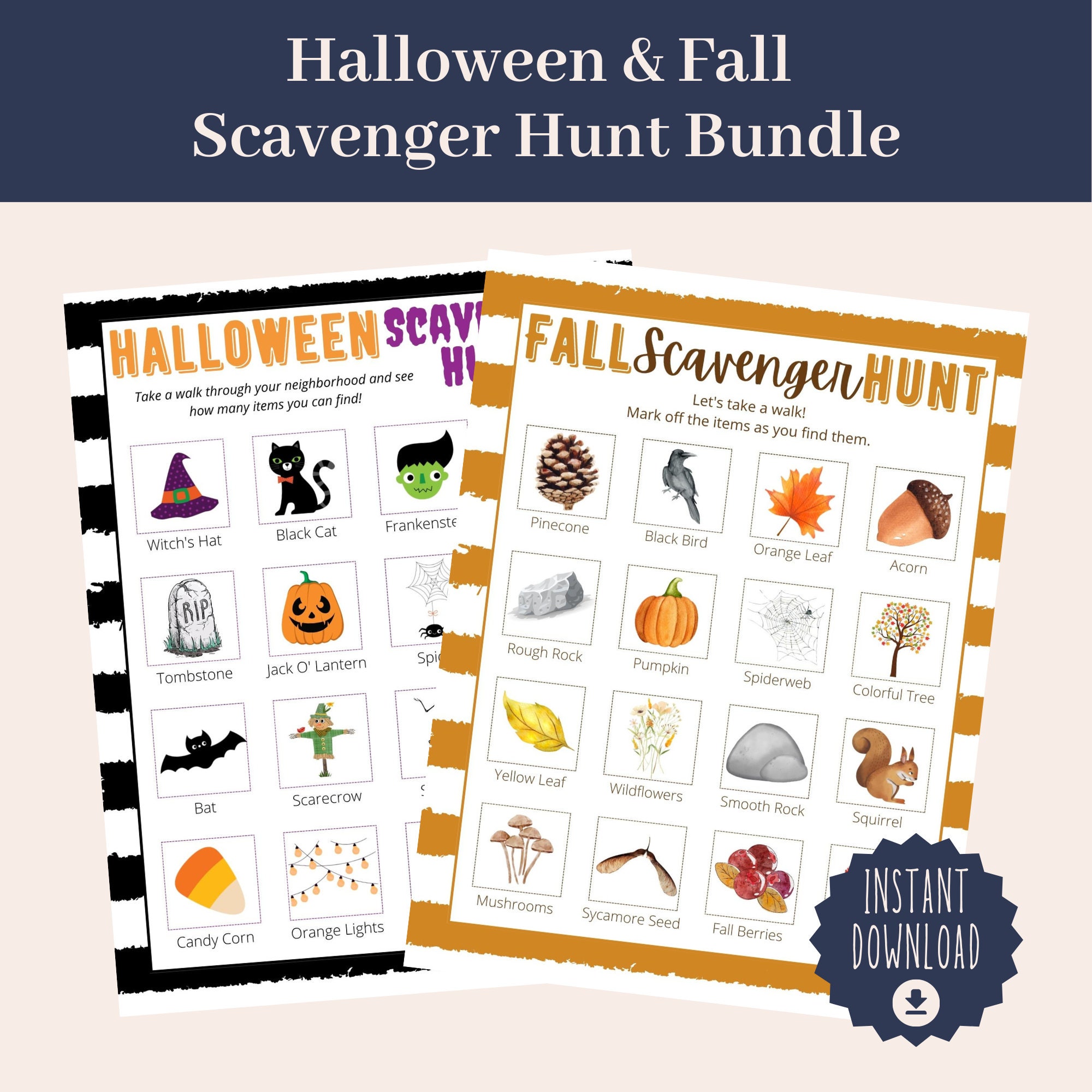 Fall & Halloween Scavenger Hunts, Instant Download PDF, Kid's Scavenger ...