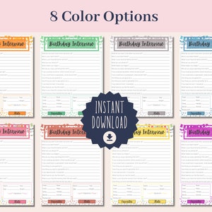 Kids Birthday Interview | Printable Keepsake, Yearly Tradition (instant ...