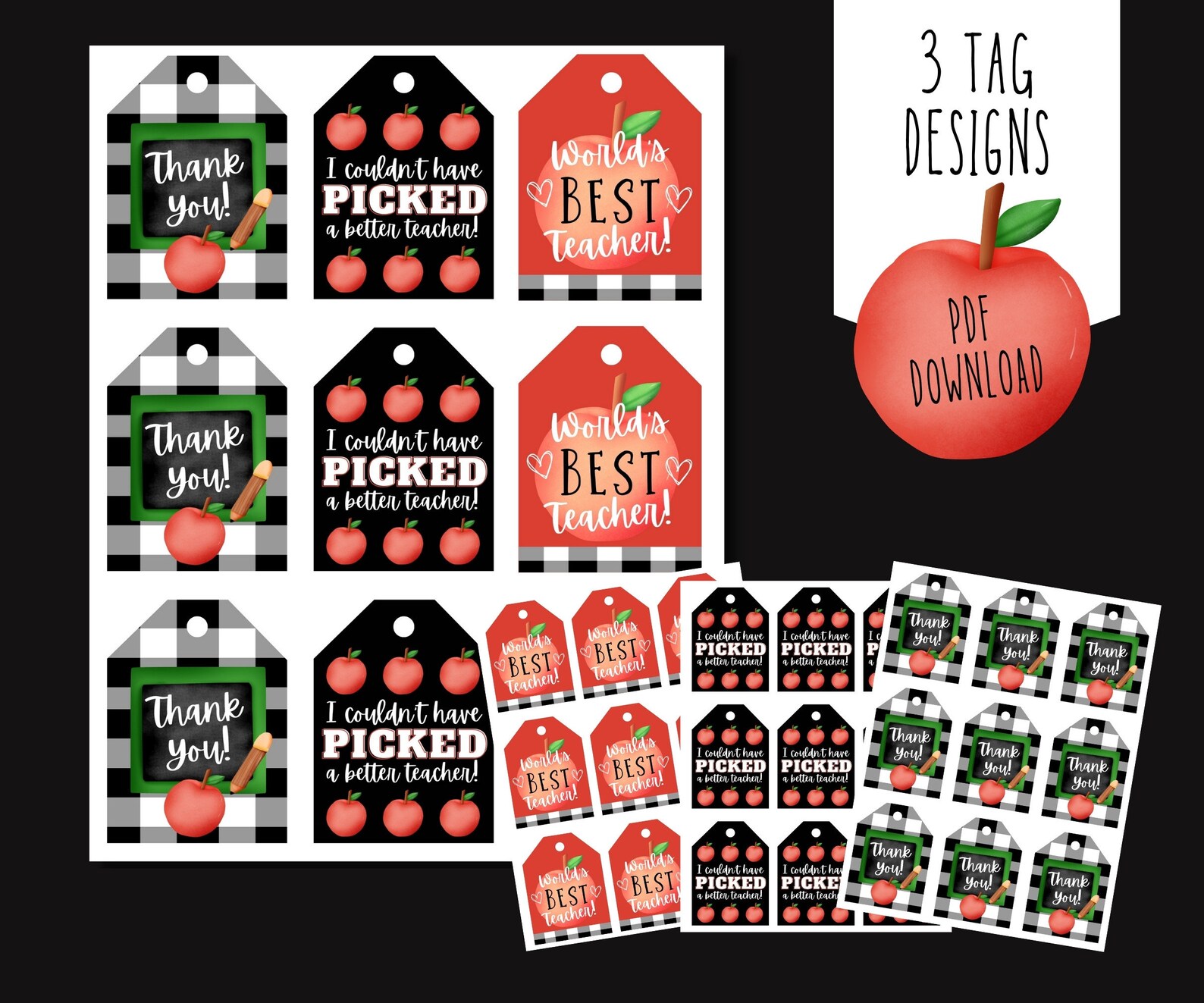 Teacher Appreciation Gift Tags Printable, Teacher Gift Tags Instant ...