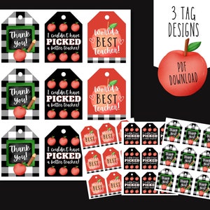 Teacher Appreciation Gift Tags Printable, Teacher Gift Tags Instant ...