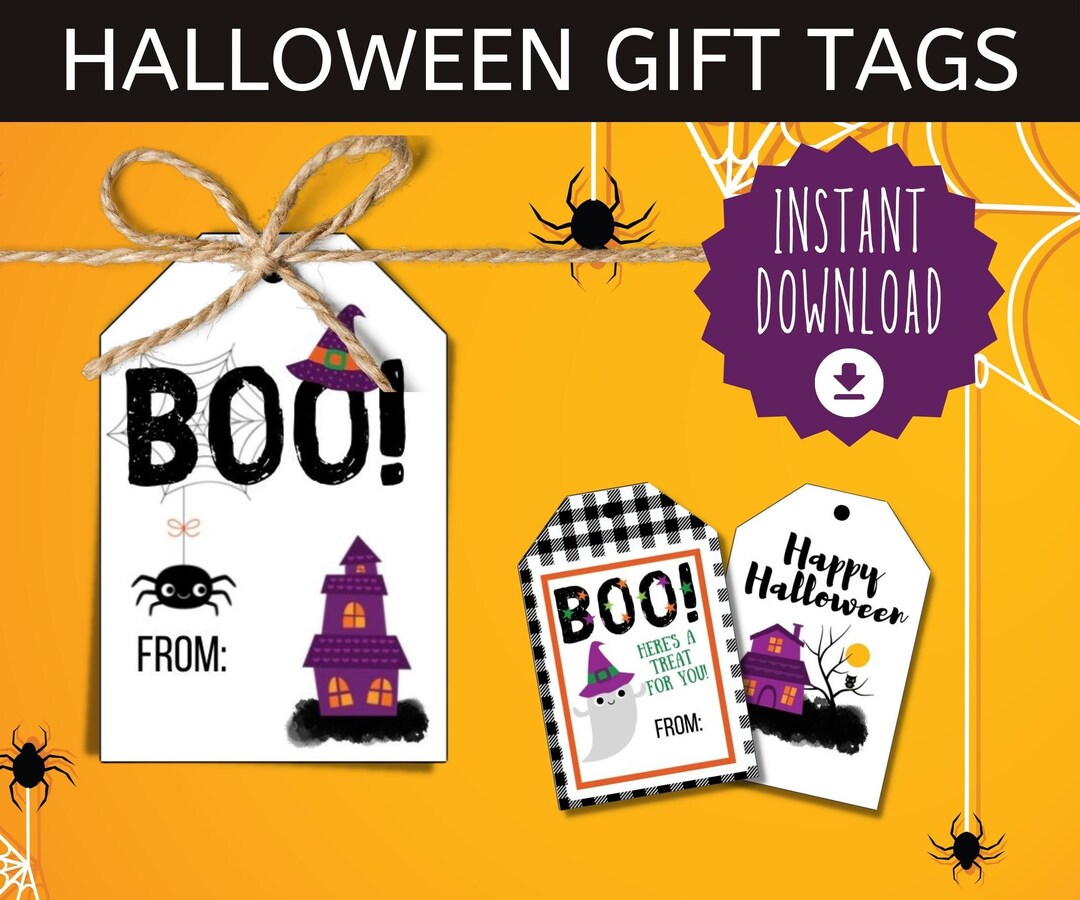 Printable Halloween Gift Tags, Spooky Treat Designs (PDF) - Etsy