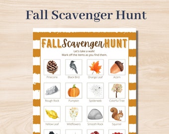 Fall Scavenger Hunt / Kids Activity / Outdoor Activity / Printable PDF ...