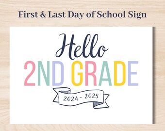 First Day of School Sign PDF Instant Download Simple Hello & Goodbye ...