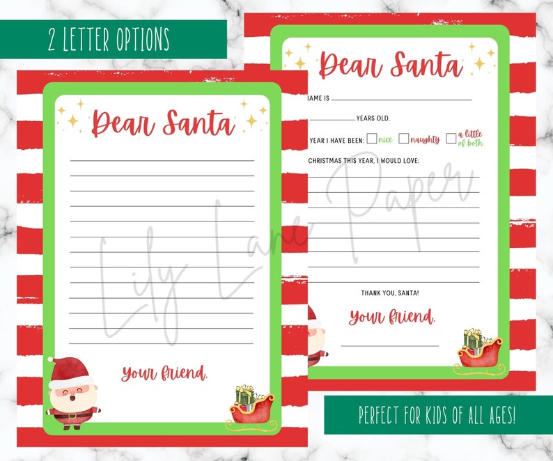 Letter to Santa Christmas Wish List Printable PDF Santa - Etsy