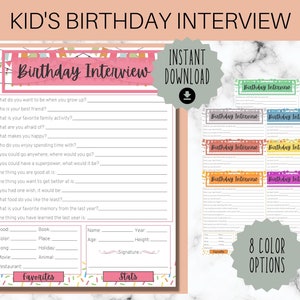 Birthday Interview PDF for Kids Printable Keepsake - Etsy
