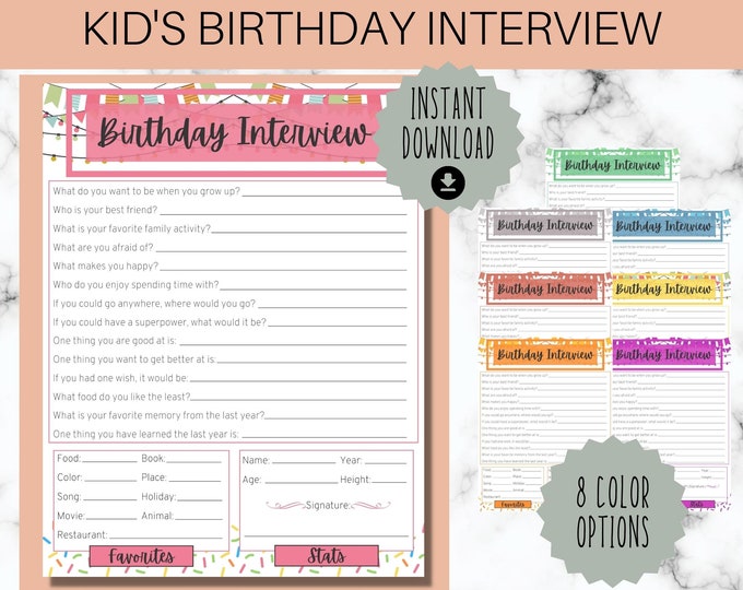 Birthday Interview Printable PDF - Etsy Australia