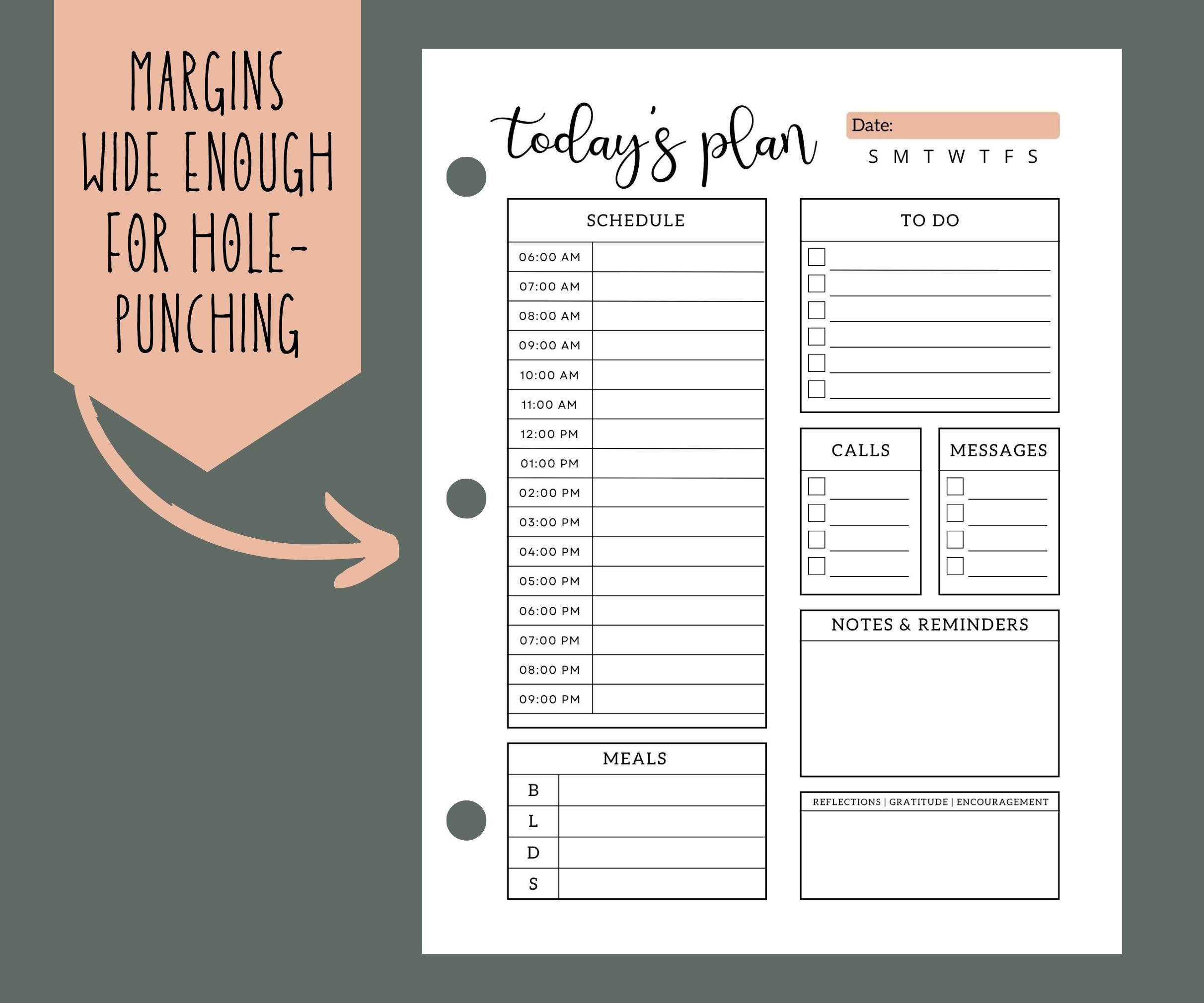 Simple Daily Planner Sheet With Schedule & to Do List, PDF Instant ...