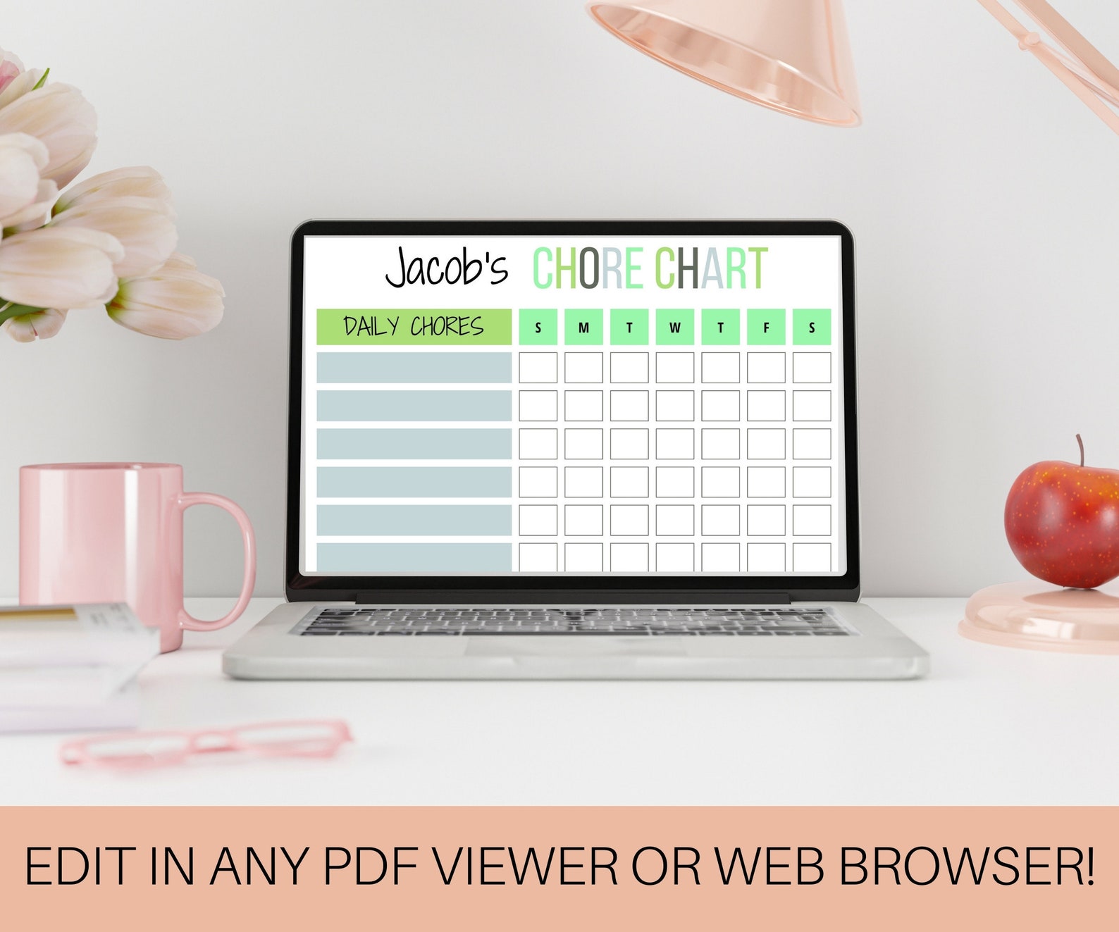 Editable Chore Chart for Kids, Weekly Responsibility Chart, Instant ...