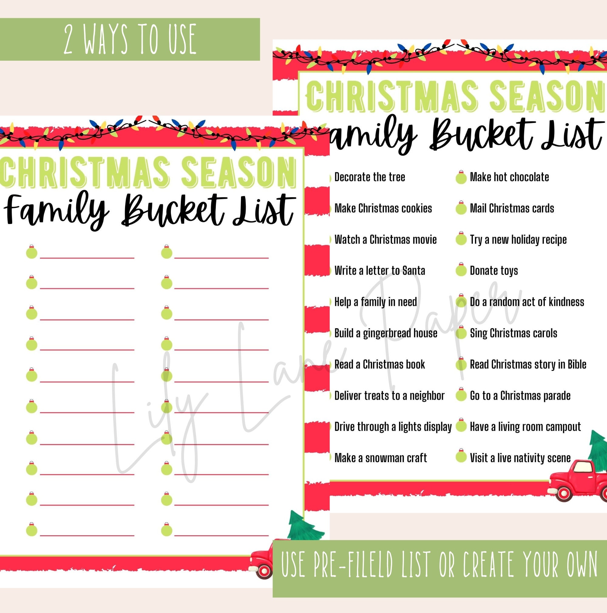 Christmas Bucket List for Kids and Families, Instant Download PDF, Kid ...