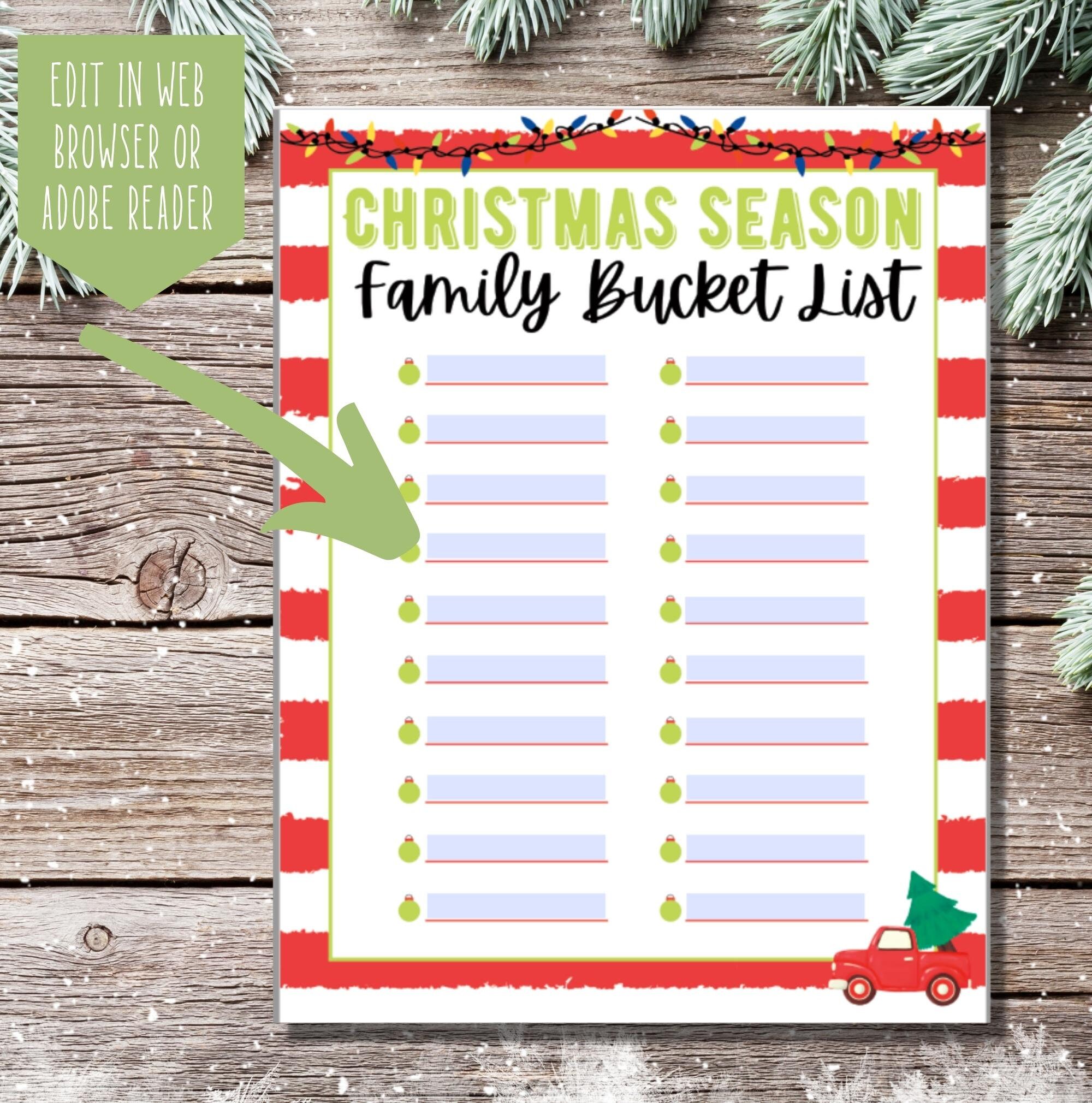 Christmas Bucket List for Kids and Families, Instant Download PDF, Kid ...