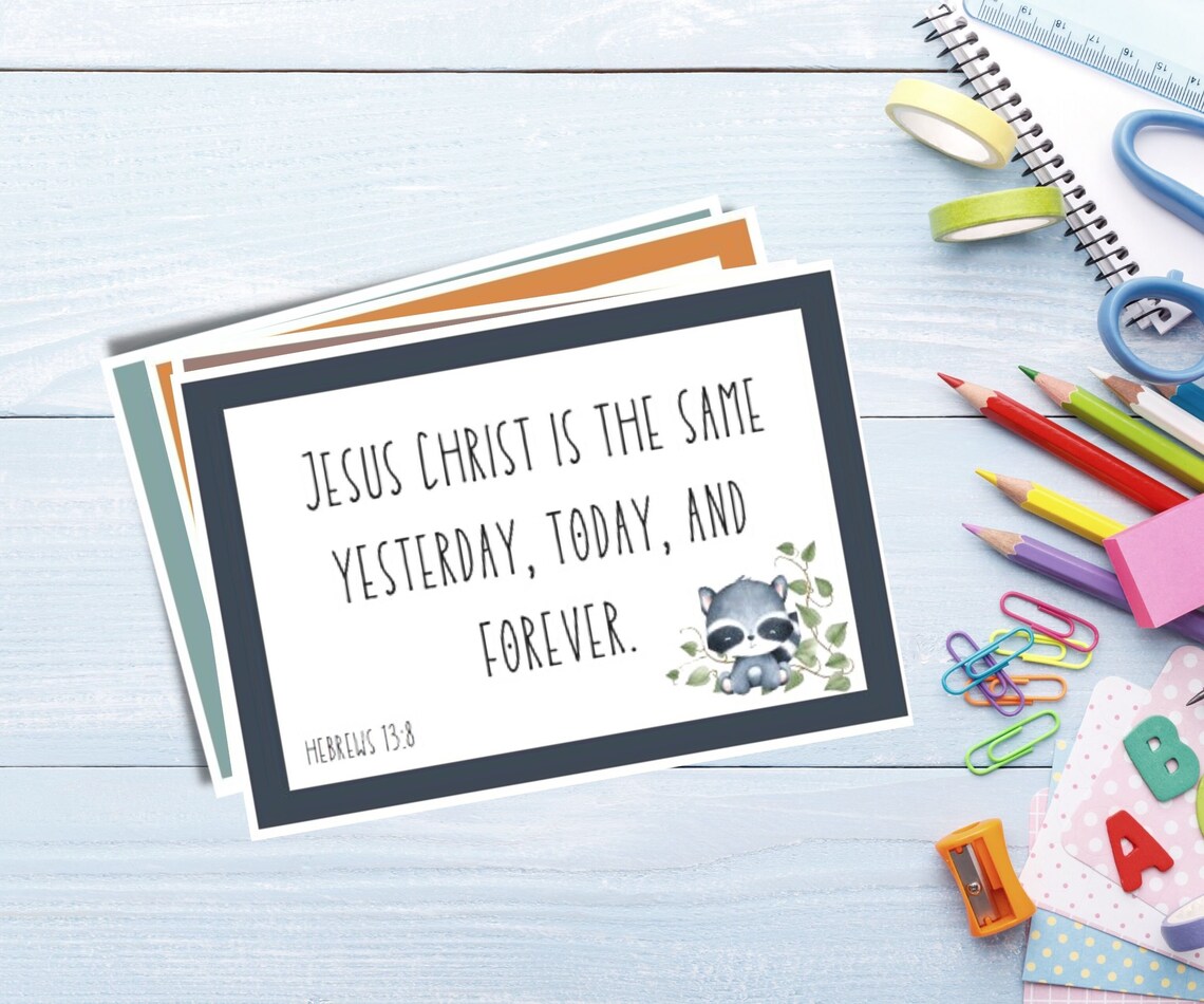Kid's Scripture Cards, Bible Verses for Children, Watercolor Animals 24 ...