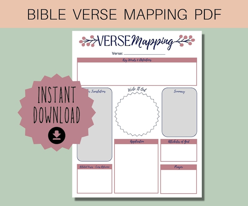 Bible Study - Verse Mapping, Instant Download PDF, Sizes: A4, A5, US ...
