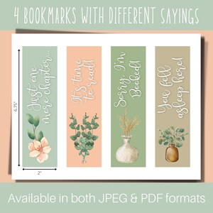 Floral Bookmarks Printable, Set of 4, Instant Download PDF - Etsy