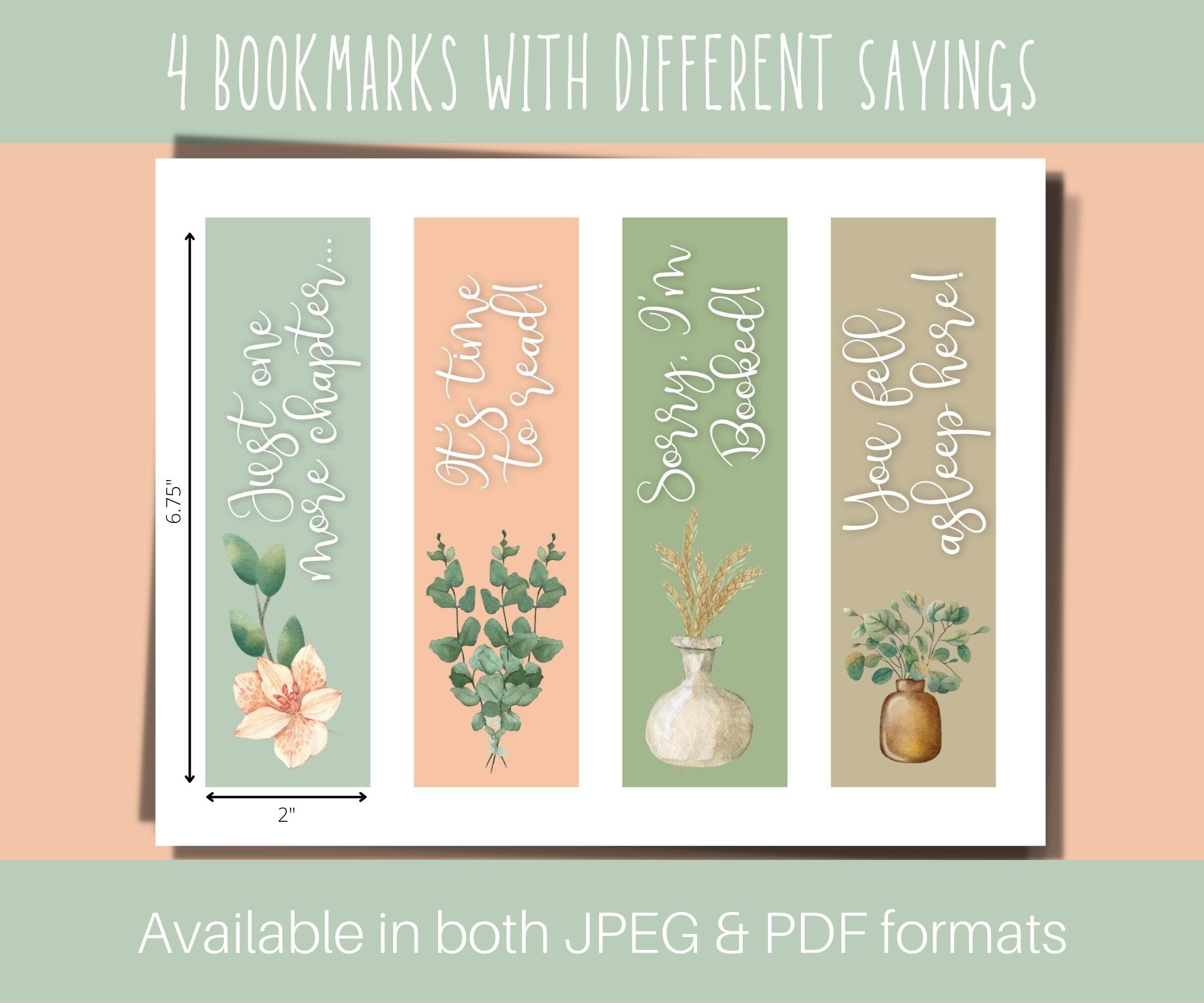 Floral Bookmarks Printable, Set of 4, Instant Download PDF - Etsy