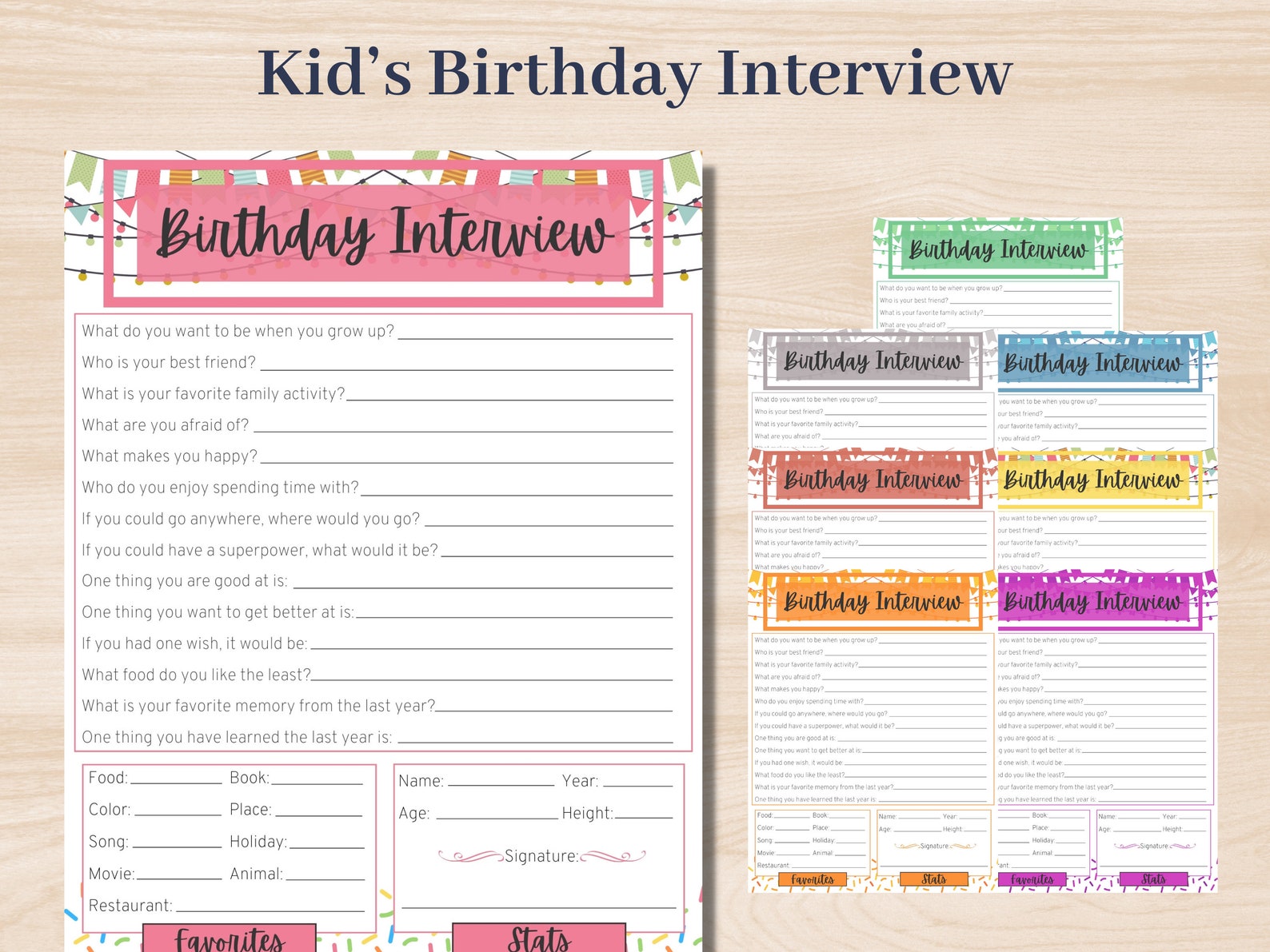 Birthday Interview PDF for Kids Printable Keepsake | Kid's Birthday ...
