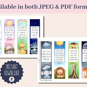 Kid's Bookmarks With Bible Verses | Watercolor Animals | Scripture ...