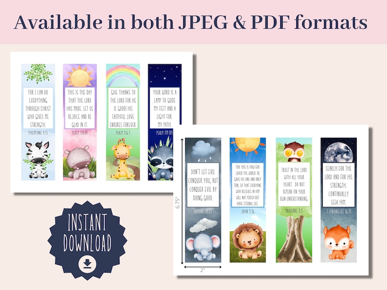 Kid's Bookmarks With Bible Verses | Watercolor Animals | Scripture ...