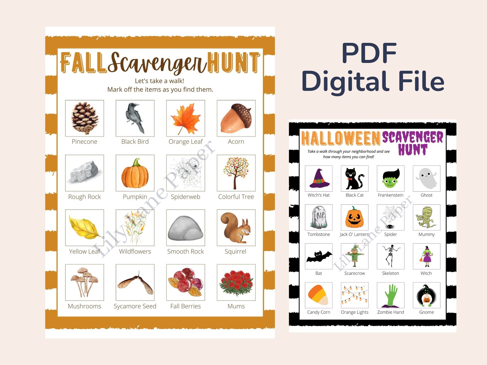 Fall & Halloween Scavenger Hunts | Kid's Activity (PDF Download) - Etsy