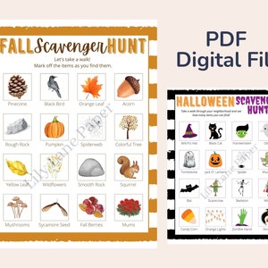 Fall & Halloween Scavenger Hunts | Kid's Activity (PDF Download) - Etsy