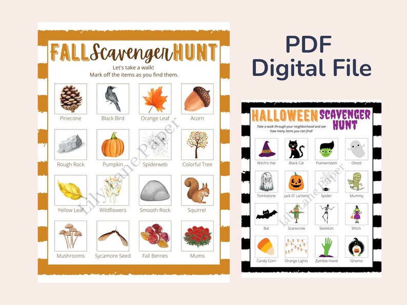 Fall & Halloween Scavenger Hunts | Instant Download PDF | Fall Kid's ...
