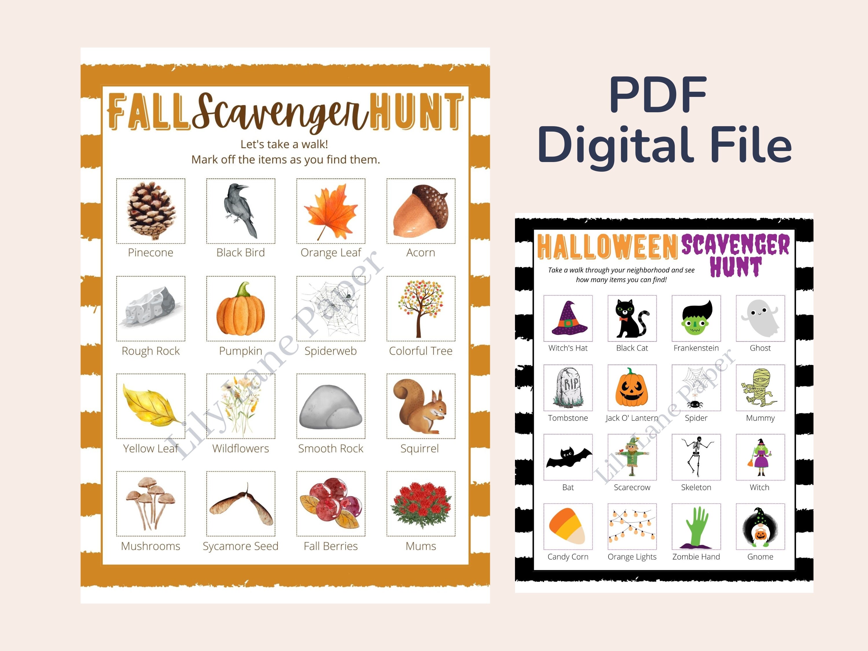 Fall & Halloween Scavenger Hunts | Instant Download PDF | Fall Kid's ...