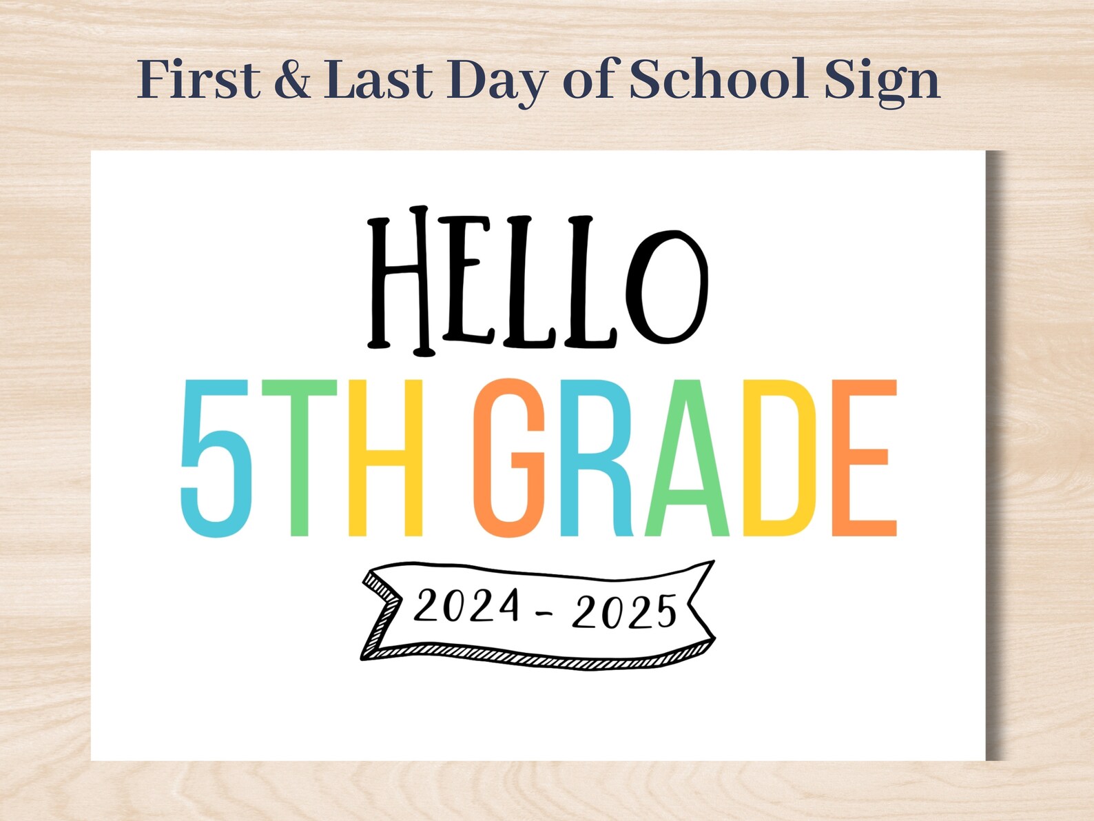 First Day of School Sign PDF Instant Download Simple Hello & Goodbye ...