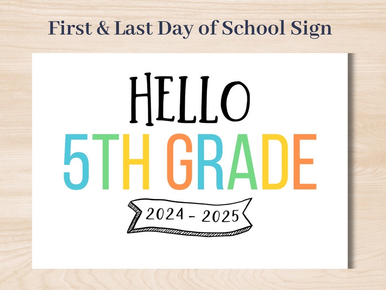 First Day of School Sign | PDF Instant Download | Simple Hello ...