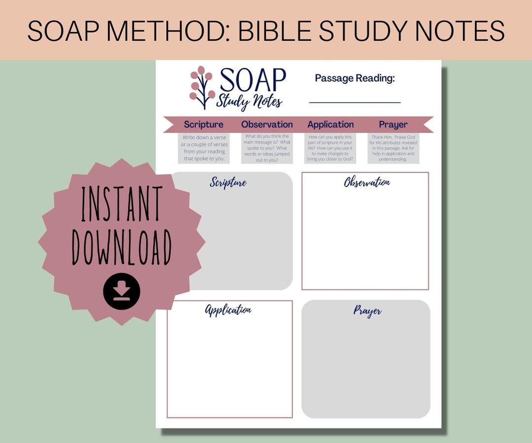 Bible Study - SOAP Method Notes Page, Instant Download PDF, Sizes: A4 ...