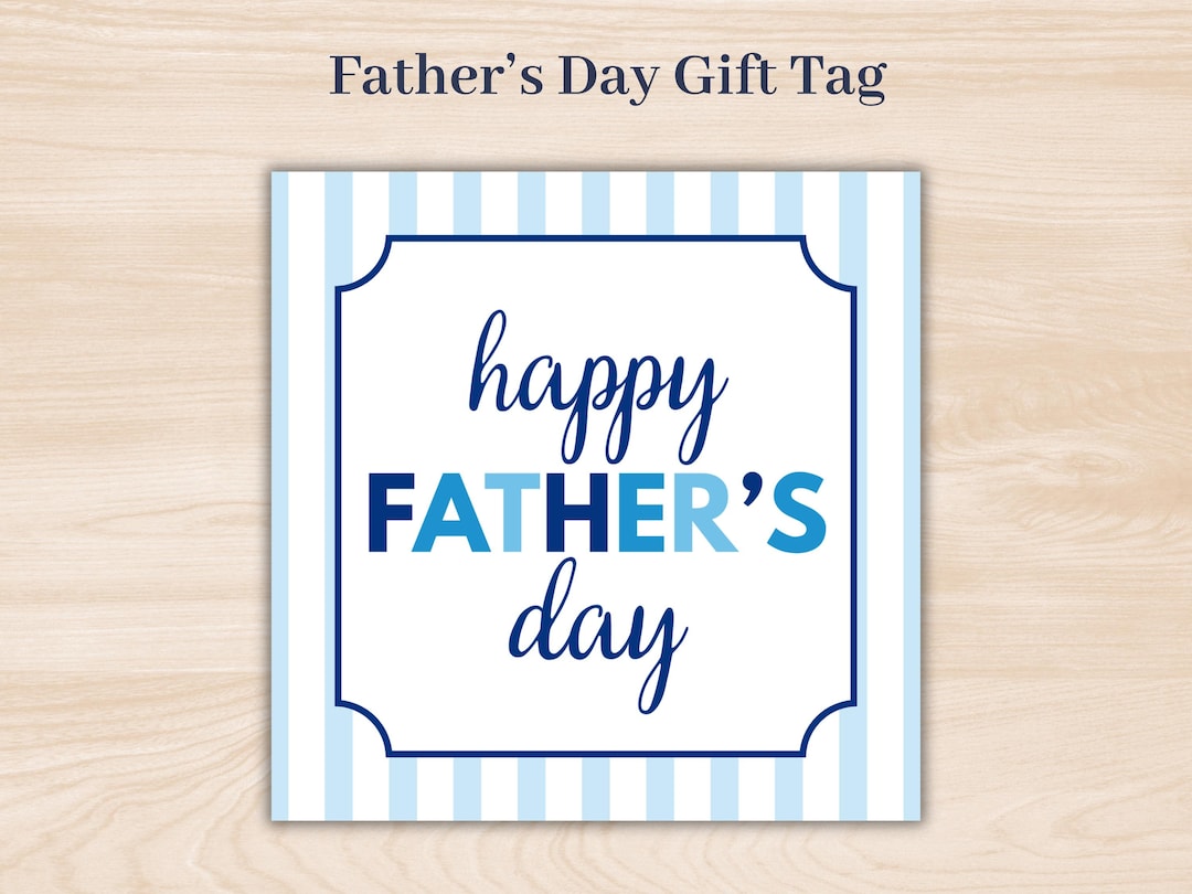 Father's Day Gift Tag Printable | Blue Stripe Happy Father's Day Tag ...