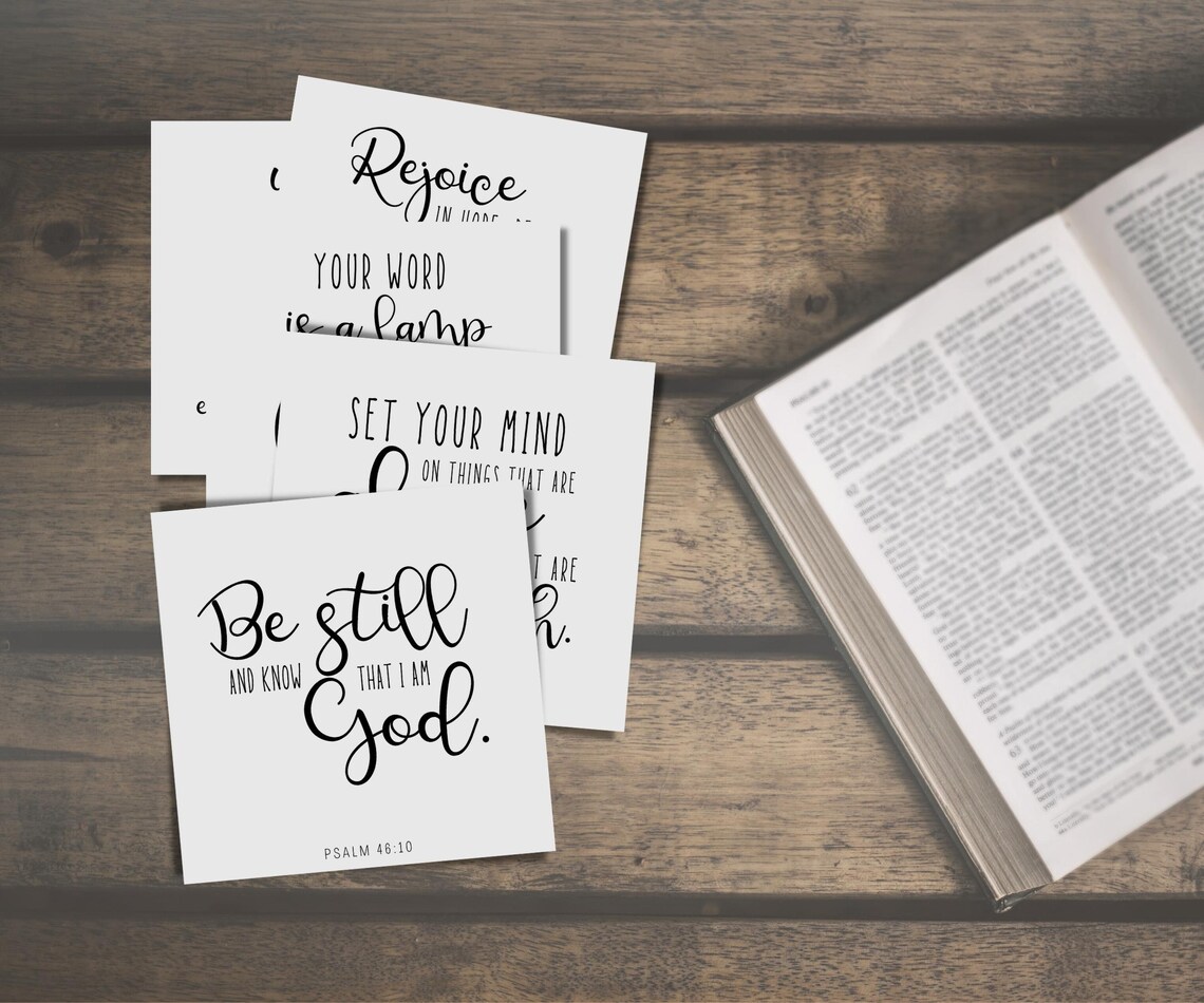 Black and White Scripture Cards, Bible Verse Cards, 12 Mixed Font ...