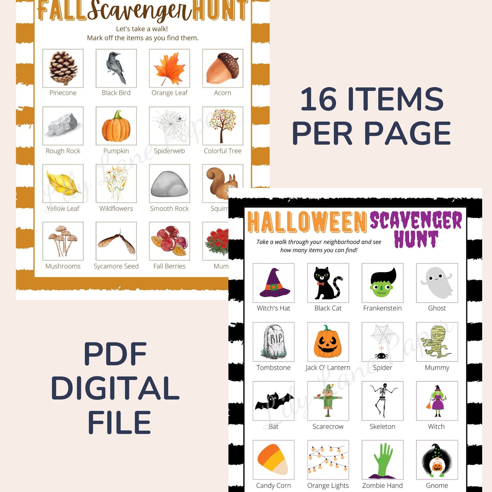 Fall & Halloween Scavenger Hunts, Instant Download PDF, Kid's Scavenger ...