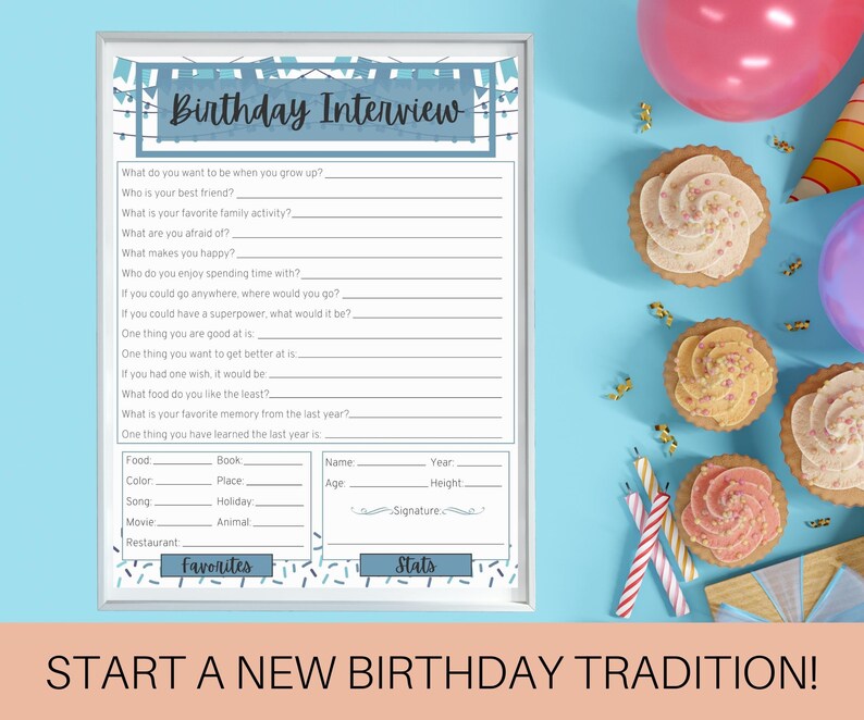 Birthday Interview PDF for Kids Printable Keepsake - Etsy
