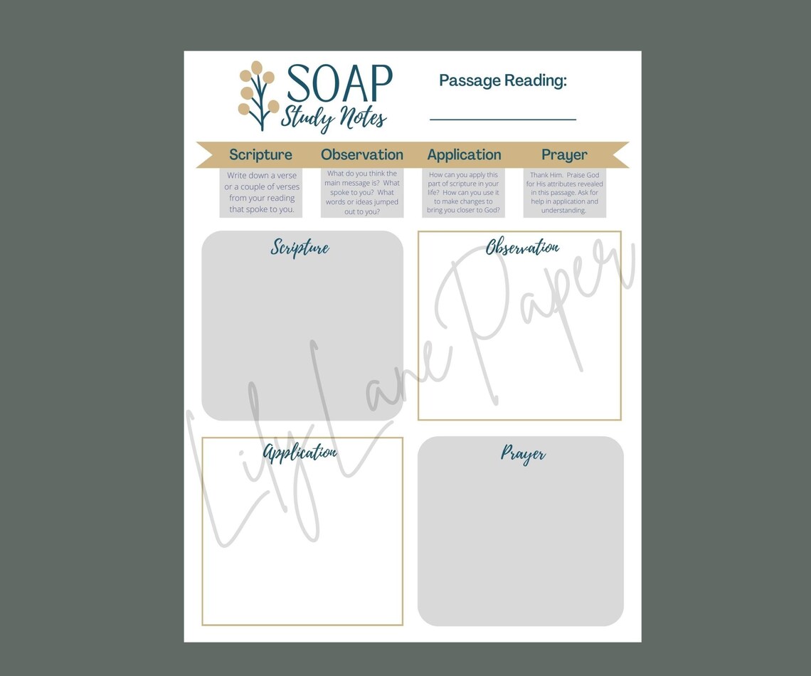 Bible Study - SOAP Method Notes Page, Instant Download PDF, Sizes: A4 ...