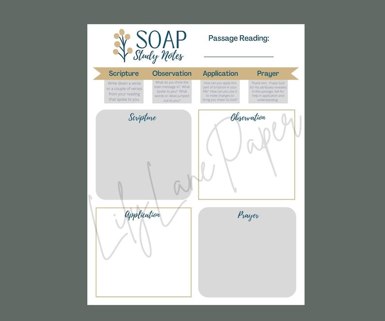 Bible Study - SOAP Method Notes Page, Instant Download PDF, Sizes: A4 ...