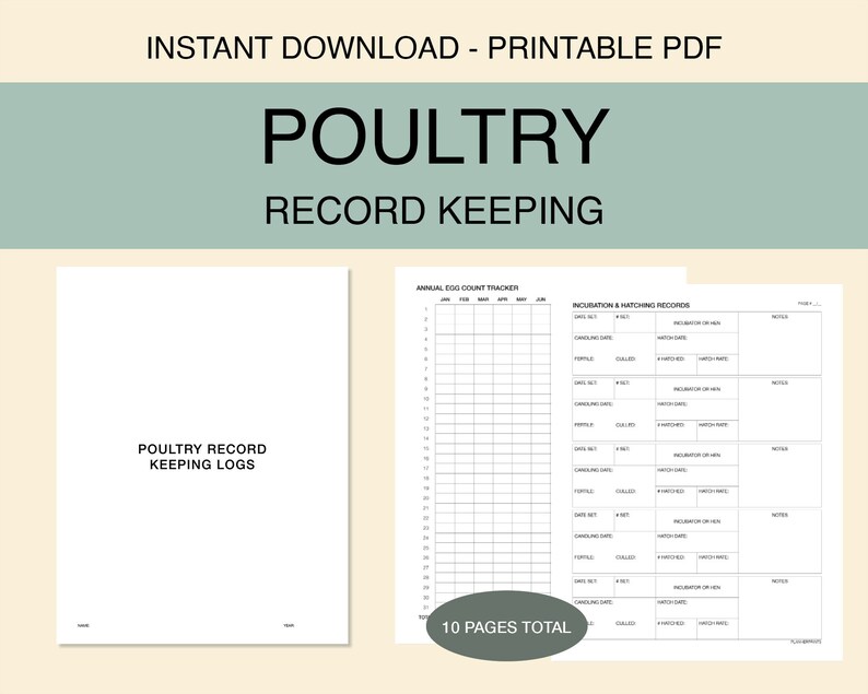 Poultry Record Keeping Log Printable PDF Farm Homestead Etsy Ireland