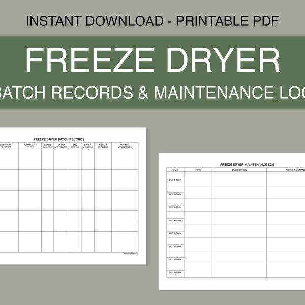 Freeze Dryer Batch Log - Etsy